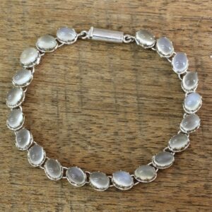 NOVICA Artisan Handmade Moonstone Bracelet Indian Sterling Silver Rhodium Plated White Link Good Fortune Birthstone [7.75 in L x 0.2 in W] ' Cloud Circlet'