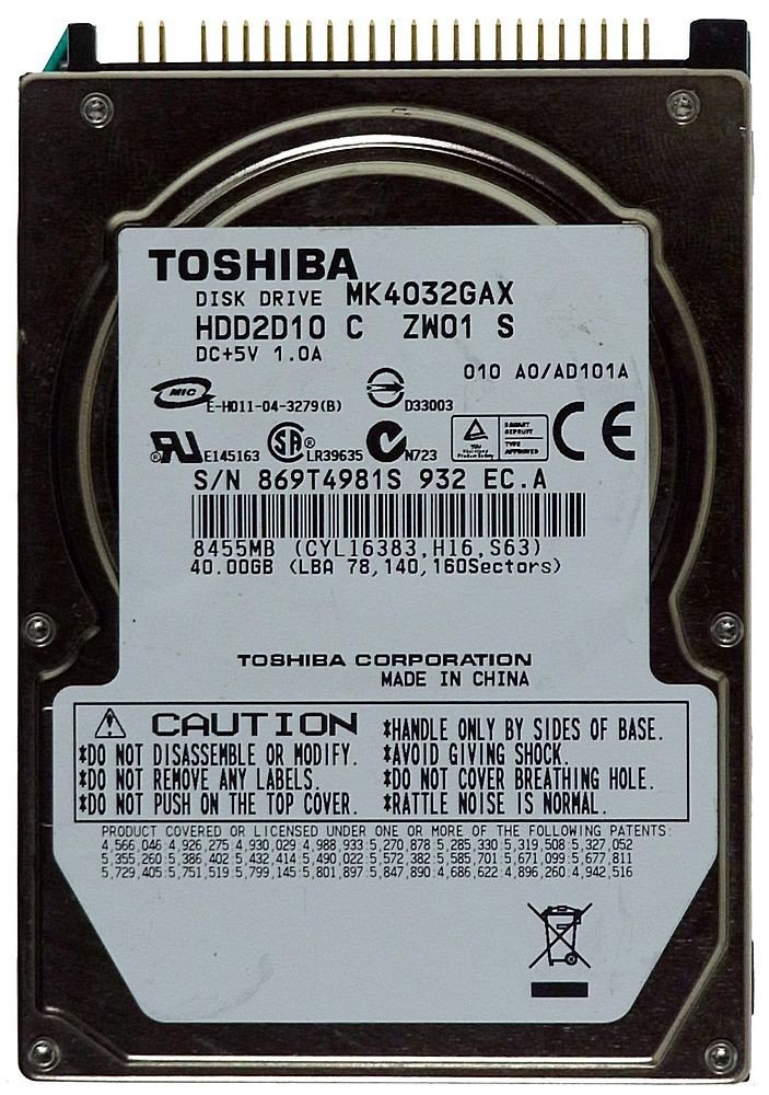 Toshiba MK4032GAX 40GB UDMA/100 5400RPM 8MB 2.5-Inch Notebook Hard Drive