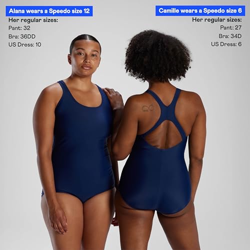 Speedo Women's Swimsuit One Piece PowerFlex Ultraback Solid,Speedo Navy,18