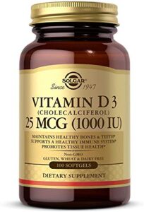 solgar vitamin d3 (cholecalciferol) 25 mcg (1000 iu), 100 softgels - helps maintain healthy bones & teeth - immune system support - non-gmo, gluten free, dairy free - 100 servings