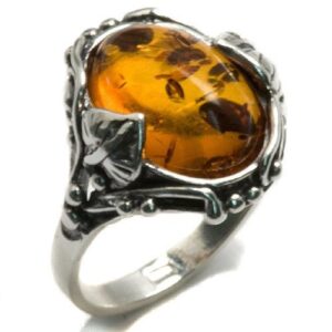 ian and valeri co. honey amber and sterling silver leaves oval ring sizes 9