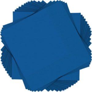 vibrant bright royal blue 2-ply beverage napkins - 5" x 5" (pack of 40) - mid-count party essential - perfect for every event