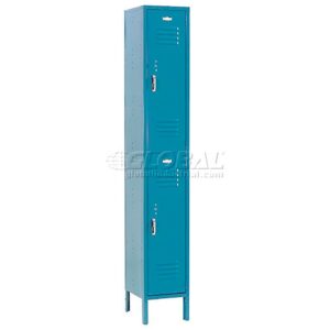 global industrial double tier locker, 12x15x36, 2 door, ready to assemble, blue