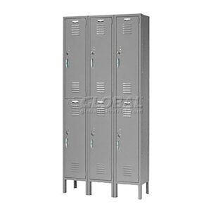 global industrial double tier locker 12x18x36 6 door, unassembled, gray