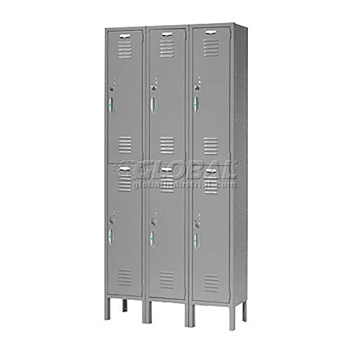 GLOBAL INDUSTRIAL Double Tier Locker 12x18x36 6 Door, Unassembled, Gray