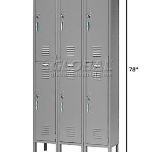 GLOBAL INDUSTRIAL Double Tier Locker 12x18x36 6 Door, Unassembled, Gray