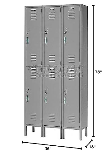 GLOBAL INDUSTRIAL Double Tier Locker 12x18x36 6 Door, Unassembled, Gray