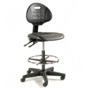 Global Industrial Black 5-Way Adjustable Ergonomic Stool, 225 Lbs Capacity