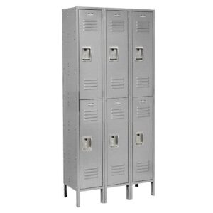 global industrial double tier locker, 12x18x36 6 door, rta, gray