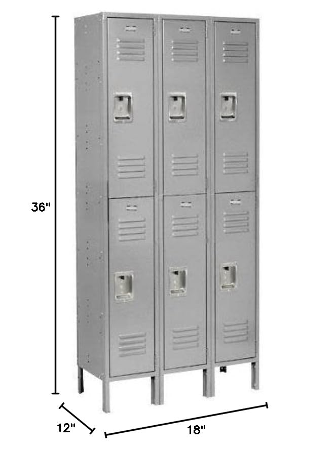 GLOBAL INDUSTRIAL Double Tier Locker, 12x18x36 6 Door, RTA, Gray