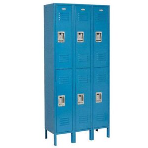 global industries double tier locker, 12x18x36, 6 door unassembled, blue