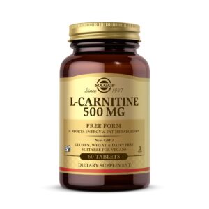 solgar l-carnitine 500 mg - 60 tablets - non-gmo, vegan, gluten free, dairy free, kosher - 30 servings