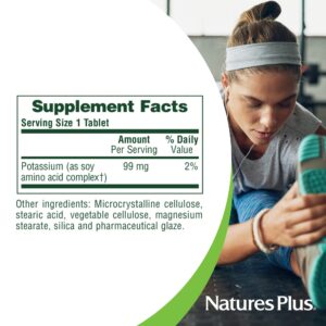 Nature’s Plus Potassium 99 mg, 90 Tablets - Supports Healthy Electrolyte Balance & Overall Well-Being - Gluten Free, Vegetarian - 90 Servings