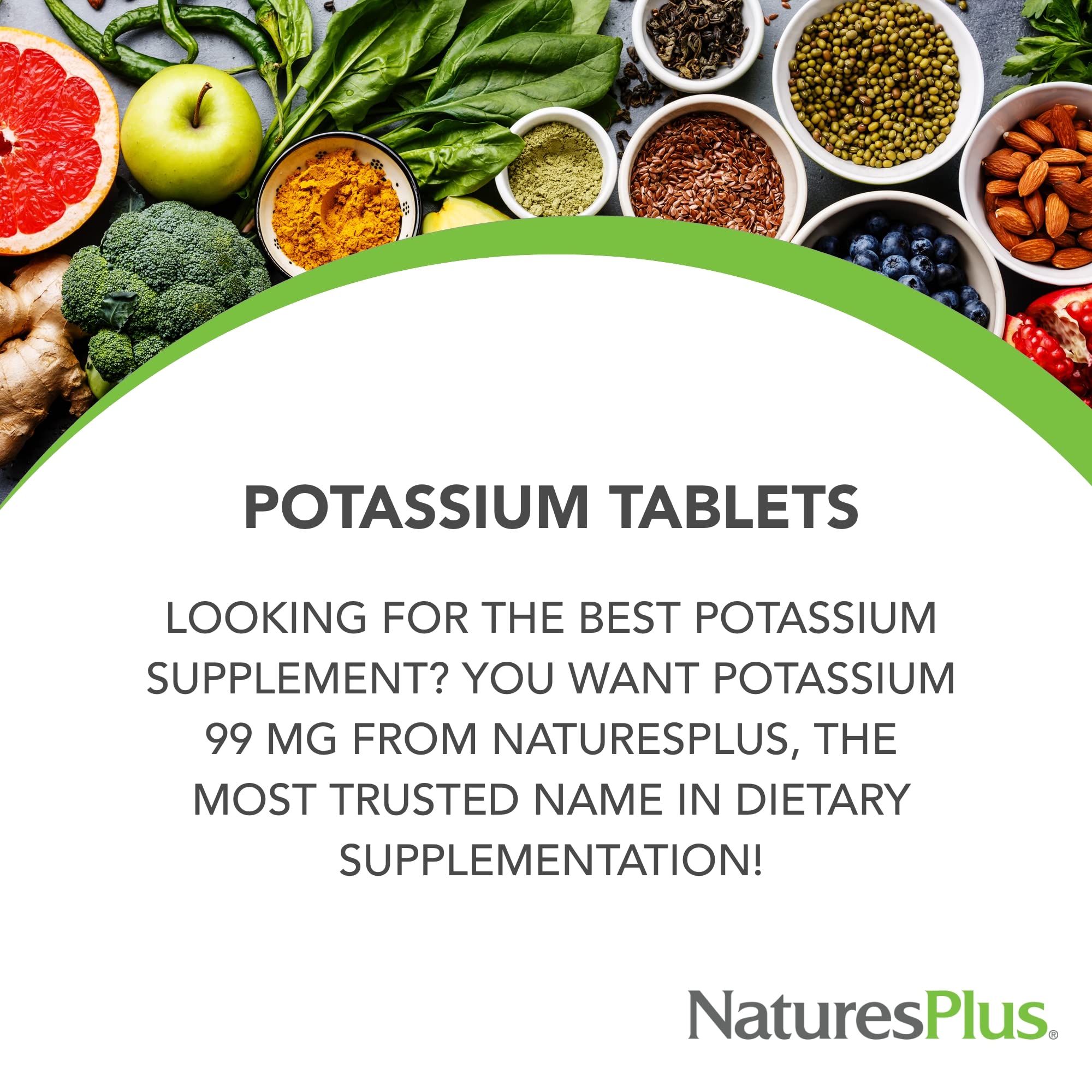 Nature’s Plus Potassium 99 mg, 90 Tablets - Supports Healthy Electrolyte Balance & Overall Well-Being - Gluten Free, Vegetarian - 90 Servings