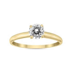 szul ags certfied 1/3 carat round diamond solitaire ring in 14k yellow gold (k-l color, i2-i3 clarity)