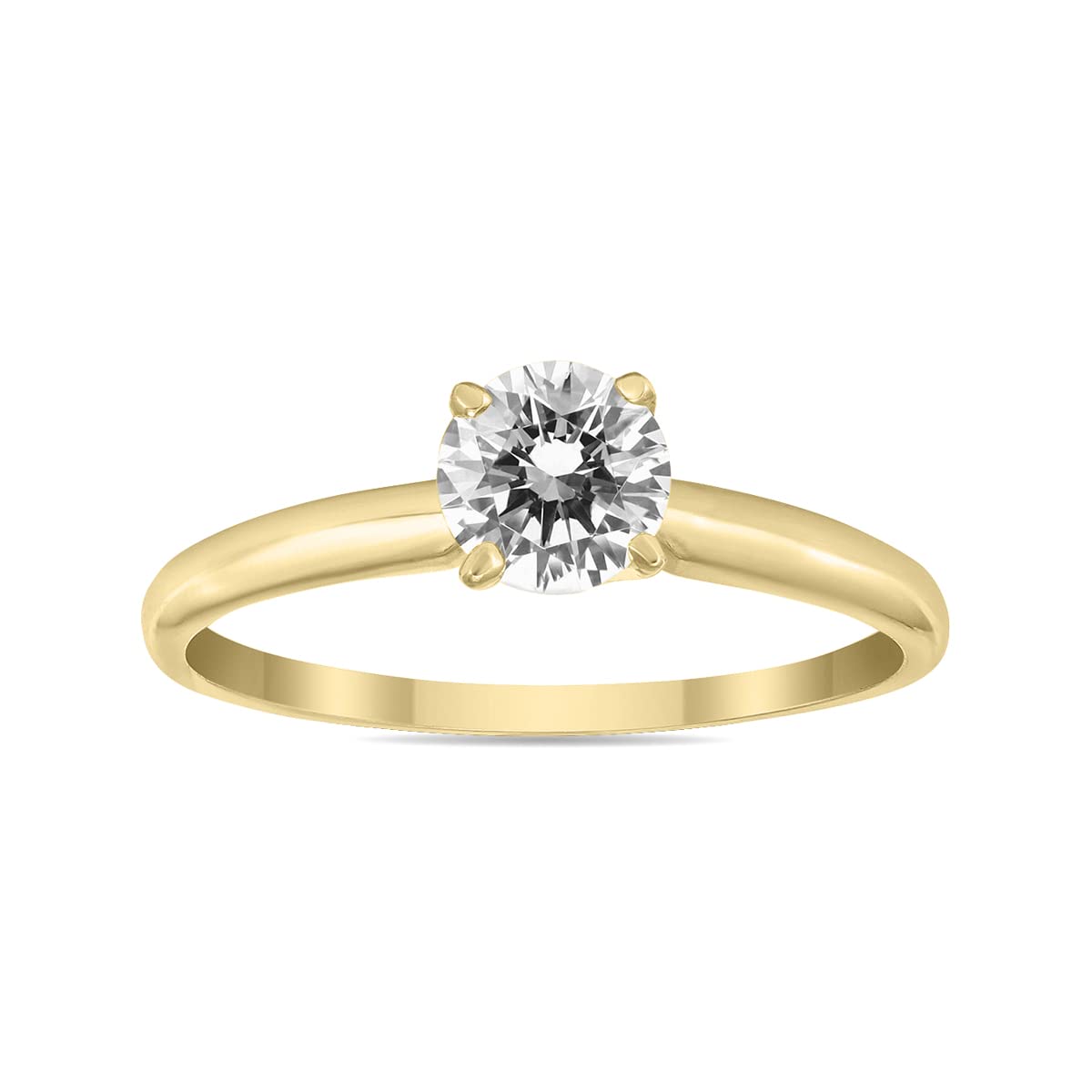 SZUL AGS Certfied 1/3 Carat Round Diamond Solitaire Ring in 14K Yellow Gold (K-L Color, I2-I3 Clarity)