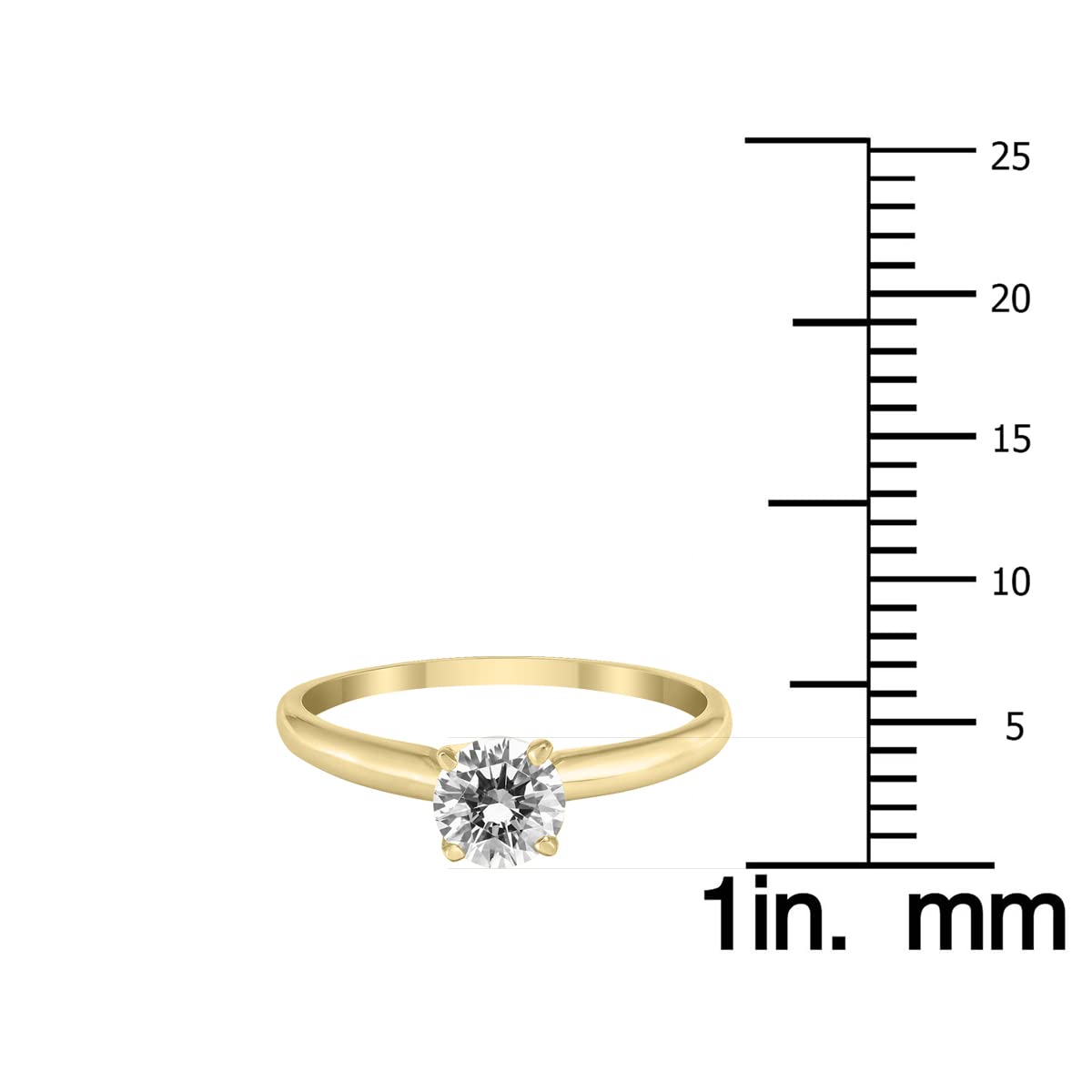 SZUL AGS Certfied 1/3 Carat Round Diamond Solitaire Ring in 14K Yellow Gold (K-L Color, I2-I3 Clarity)