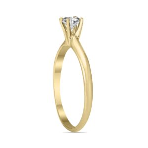 SZUL AGS Certfied 1/3 Carat Round Diamond Solitaire Ring in 14K Yellow Gold (K-L Color, I2-I3 Clarity)