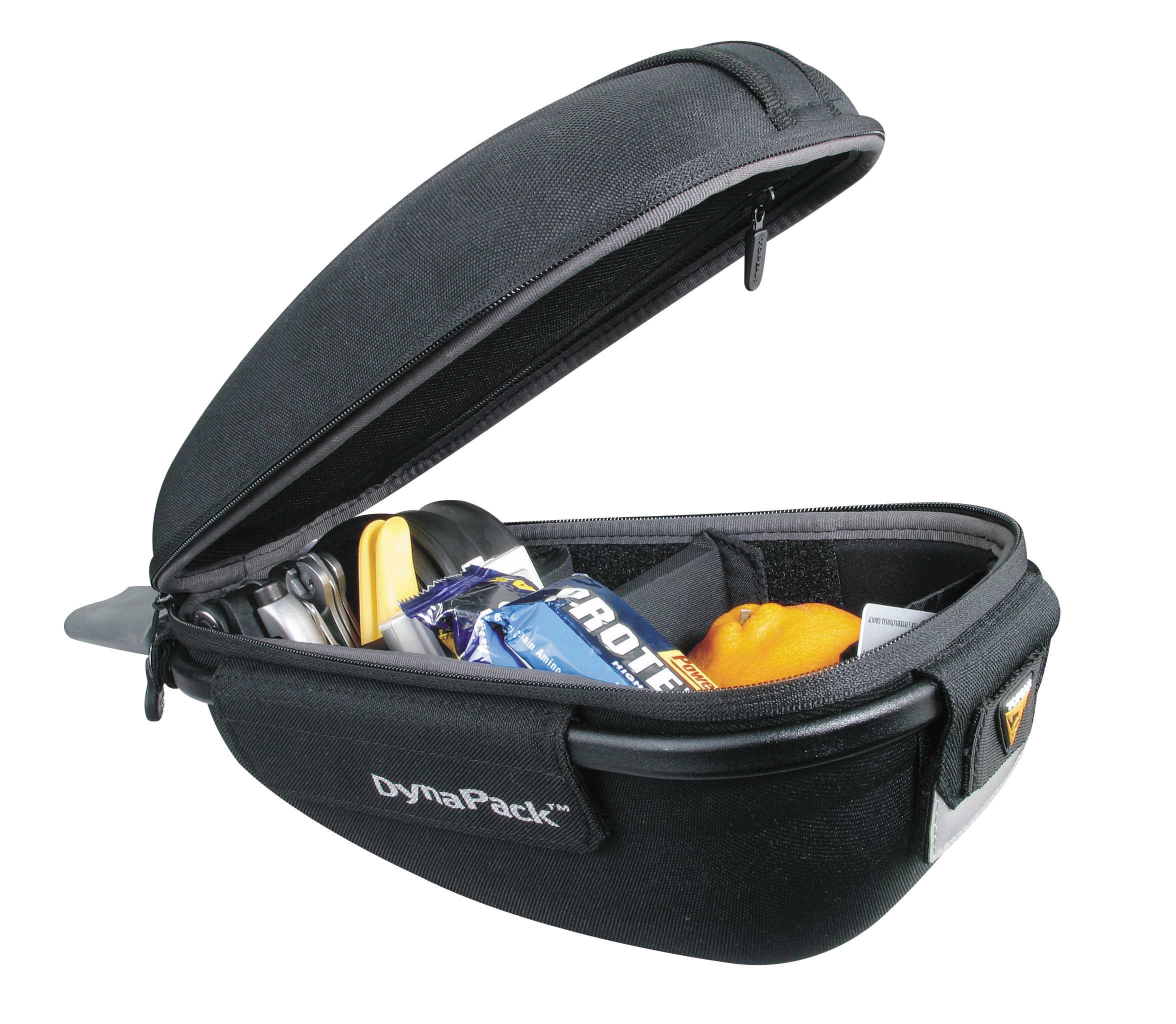 Topeak DynaPack Bike Seat Post Mount Bag with Fixer, Rain Cover, Black, 39 x 18 x 17 cm / 15.3” x 7.1” x 6.7” (Bag w/Frame)