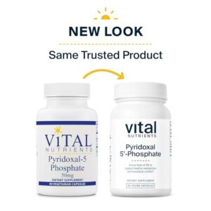 Vital Nutrients Pyridoxal-5 Phosphate | Activated Vitamin B6 | Methylated B6 for Metabolism, PMS, and Menstrual Support* | High-Potency P5P Supplement | Gluten, Dairy, Soy Free | 90 Capsules