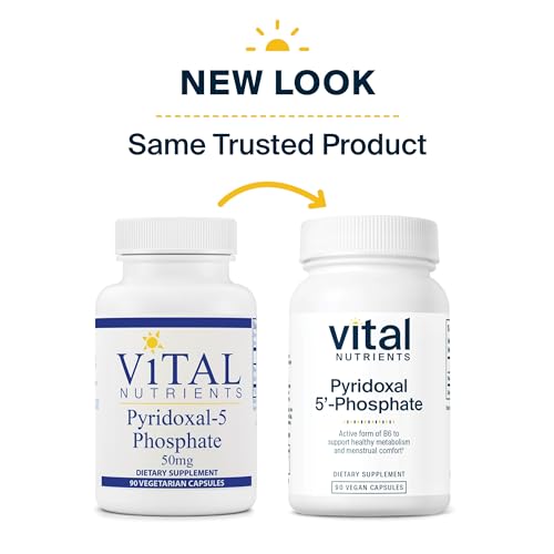 Vital Nutrients Pyridoxal-5 Phosphate | Activated Vitamin B6 | Methylated B6 for Metabolism, PMS, and Menstrual Support* | High-Potency P5P Supplement | Gluten, Dairy, Soy Free | 90 Capsules