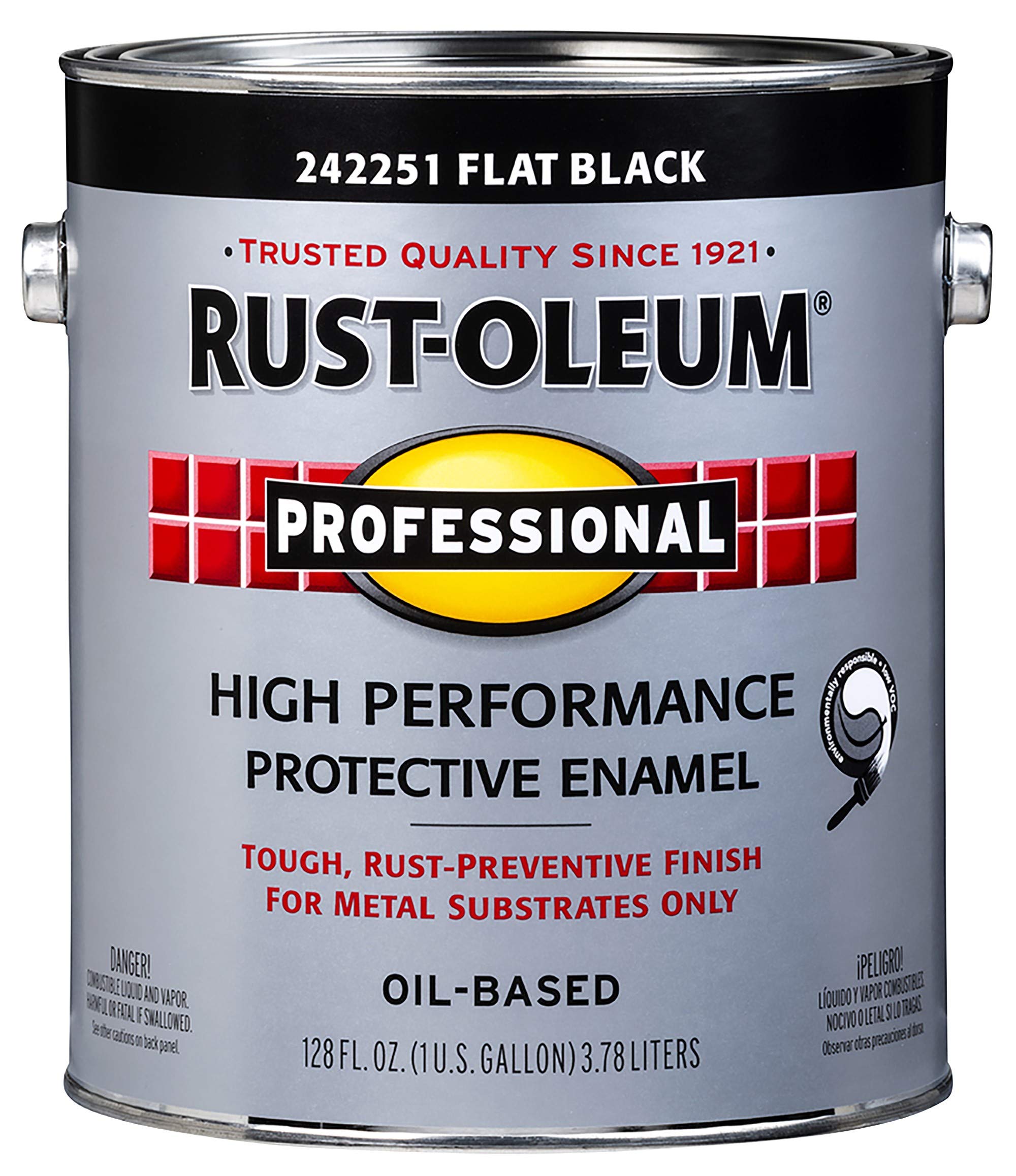 RUST-OLEUM Black 242251 Professional Gallon Flat Protective Enamel, 3.99 Quarts (Pack of 1), 128 Fl Oz