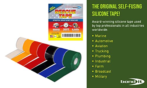 Rescue Tape, Self-Fusing Silicone Tape, Emergency Plumbing Pipe & Radiator Hose Repair, Electrical Insulation, Military Std, 1" x12', Blue