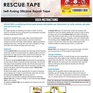 Rescue Tape, Self-Fusing Silicone Tape, Emergency Plumbing Pipe & Radiator Hose Repair, Electrical Insulation, Military Std, 1" x12', Blue