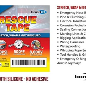 Rescue Tape, Self-Fusing Silicone Tape, Emergency Plumbing Pipe & Radiator Hose Repair, Electrical Insulation, Military Std, 1" x12', Blue