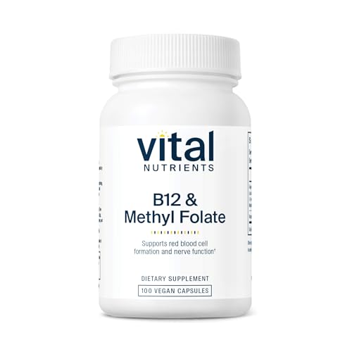 Vital Nutrients Vitamin B12 & Methyl Folate | Vegan Methylated Folate and B12 Supplement | Supports Nervous System & Metabolism* | High-Potency B12 Vitamins * | Gluten, Dairy, Soy Free | 100 Capsules