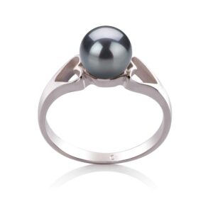 jessica black 6-7mm aa quality freshwater 925 sterling silver cultured pearl ring for women - size-8