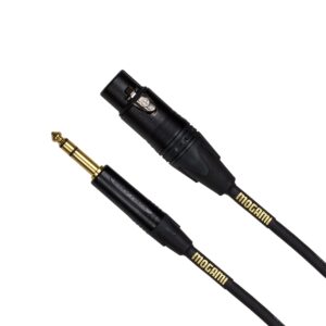 mogami gold trs-xlrf-10 balanced audio adapter cable, xlr-female to 1/4" trs male plug, gold contacts, straight connectors, 10 foot