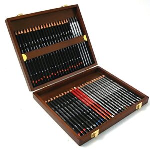 derwent sketching pencils, 4mm core, wooden box, 48 count (0700759)