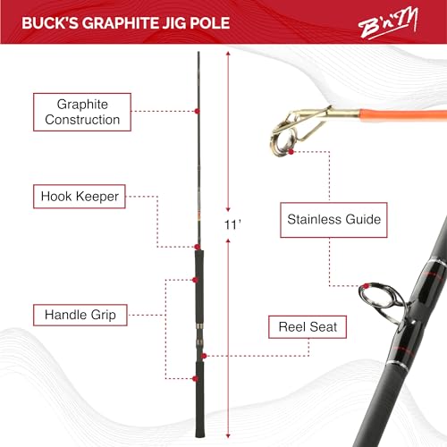 B'n'M 2 Piece Bucks Graphite Jig Pole (11-Feet)