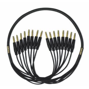 mogami gold 8 trs-trs-10 audio snake cable, 8 channel fan-out, balanced 1/4" trs male plugs, gold contacts, straight connectors, 10 foot