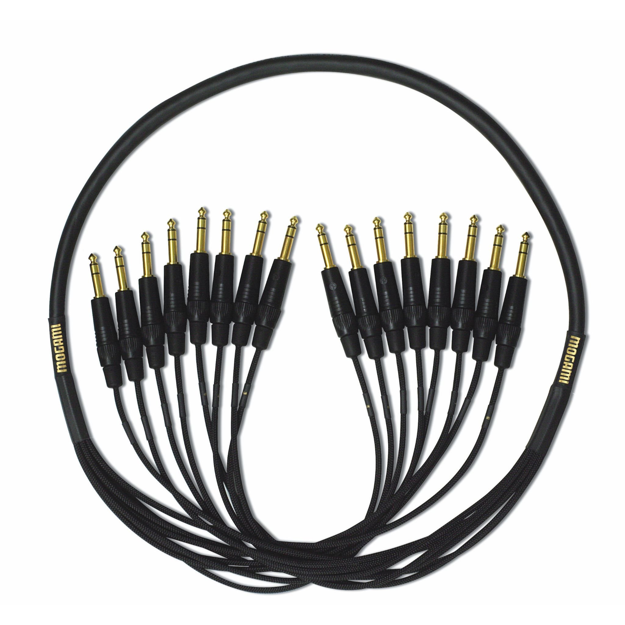 Mogami GOLD 8 TRS-TRS-10 Audio Snake Cable, 8 Channel Fan-Out, Balanced 1/4" TRS Male Plugs, Gold Contacts, Straight Connectors, 10 Foot