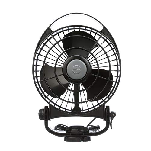 Caframo Bora. 12V Marine Fan. Direct Wire, Low Draw, 5000 Hour Motor Life. Black, 6.5” x 3.0” x 9.5”