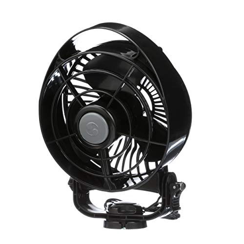 Caframo Bora. 12V Marine Fan. Direct Wire, Low Draw, 5000 Hour Motor Life. Black, 6.5” x 3.0” x 9.5”