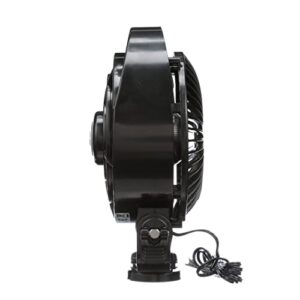 Caframo Bora. 12V Marine Fan. Direct Wire, Low Draw, 5000 Hour Motor Life. Black, 6.5” x 3.0” x 9.5”