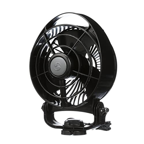 Caframo Bora. 12V Marine Fan. Direct Wire, Low Draw, 5000 Hour Motor Life. Black, 6.5” x 3.0” x 9.5”