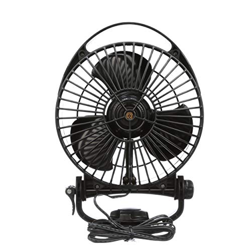 Caframo Bora. 12V Marine Fan. Direct Wire, Low Draw, 5000 Hour Motor Life. Black, 6.5” x 3.0” x 9.5”