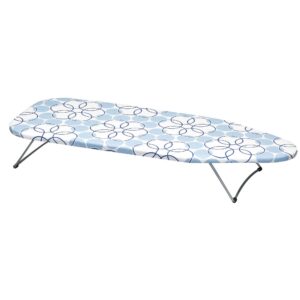 household essentials 122101 small tabletop ironing board with folding legs - magic rings cover and pad,blue rings