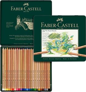 faber-castel fc112124 pitt pastel pencils in a metal tin (24 pack), assorted