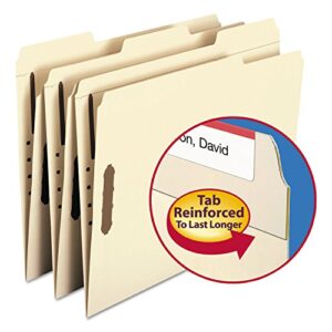 smead 100% recycled fastener file folder, 2 fasteners, reinforced 1/3-cut tab, letter size, manila, 50 per box (14547)