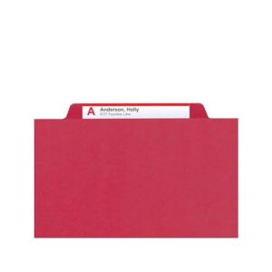 Smead Pressboard File Folder, 1/3-Cut Tab, 1" Expansion, Letter Size, Bright Red, 25 per Box (21538)