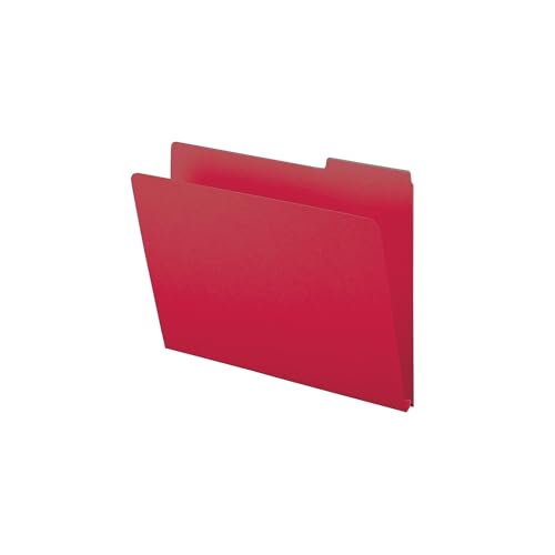 Smead Pressboard File Folder, 1/3-Cut Tab, 1" Expansion, Letter Size, Bright Red, 25 per Box (21538)