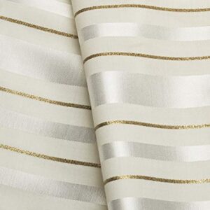 100% Wool Tallit Prayer Shawl in White and Gold Stripes Size 24" L X 72" W