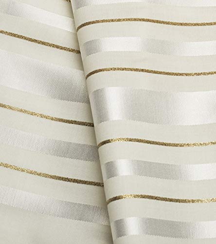 100% Wool Tallit Prayer Shawl in White and Gold Stripes Size 24" L X 72" W