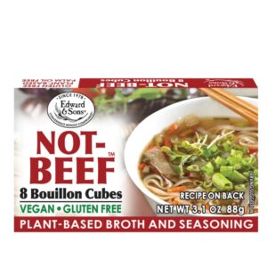 edward & son's vegan beef bouillon cubes - vegan broth cubes, gluten free, no trans fat, use in soups, stews and pilafs (8 cubes of each) - pack of 12