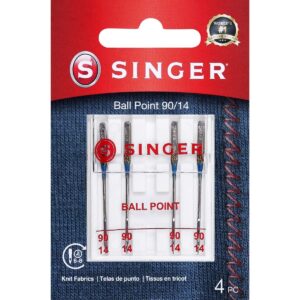 singer 4820 universal ball point machine needles for knit fabric, size 90/14, 4-count